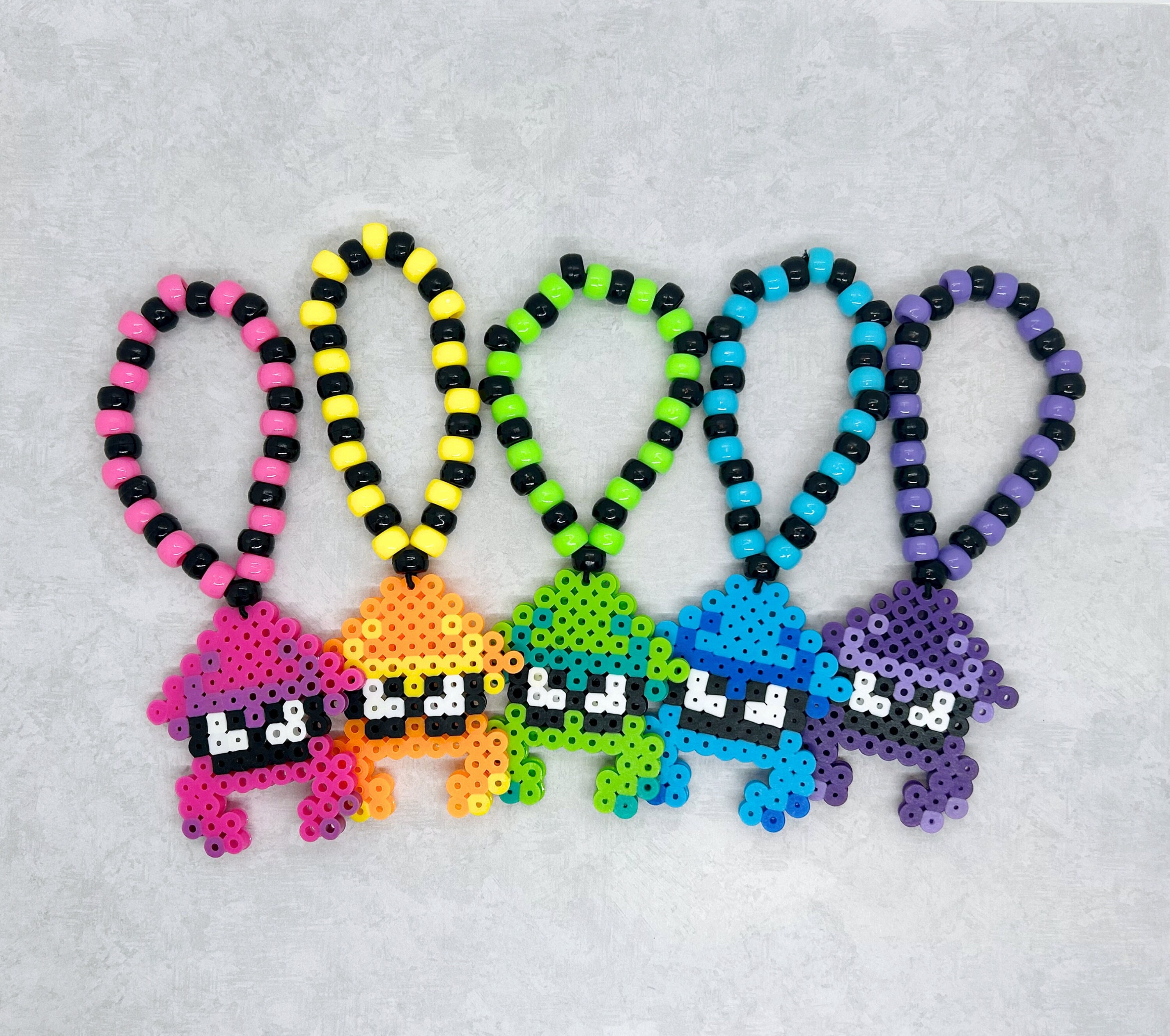 Kandi Perler Splatoon Squid Bracelet, Kandi Kid, Rave Jewelry, Colorful ...