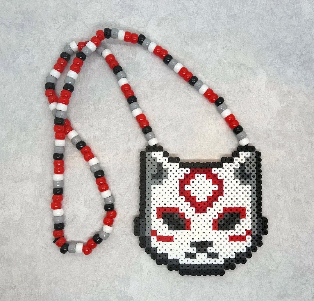 Kitsune Fox Perler Kandi, Rave Necklace, Perler Art - Etsy