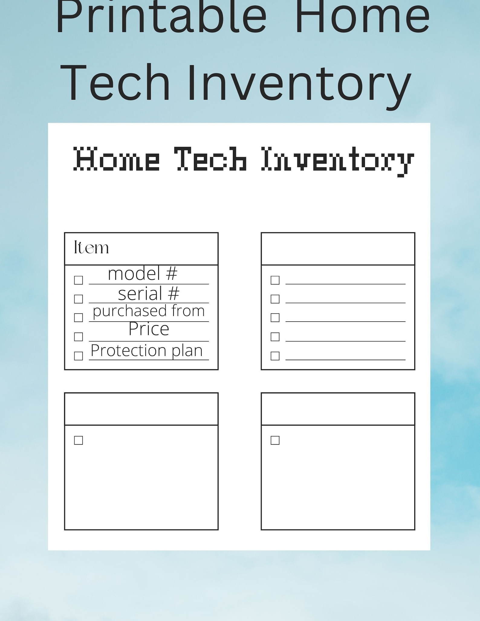 Home Technology Inventory Sheet, Printable - Etsy