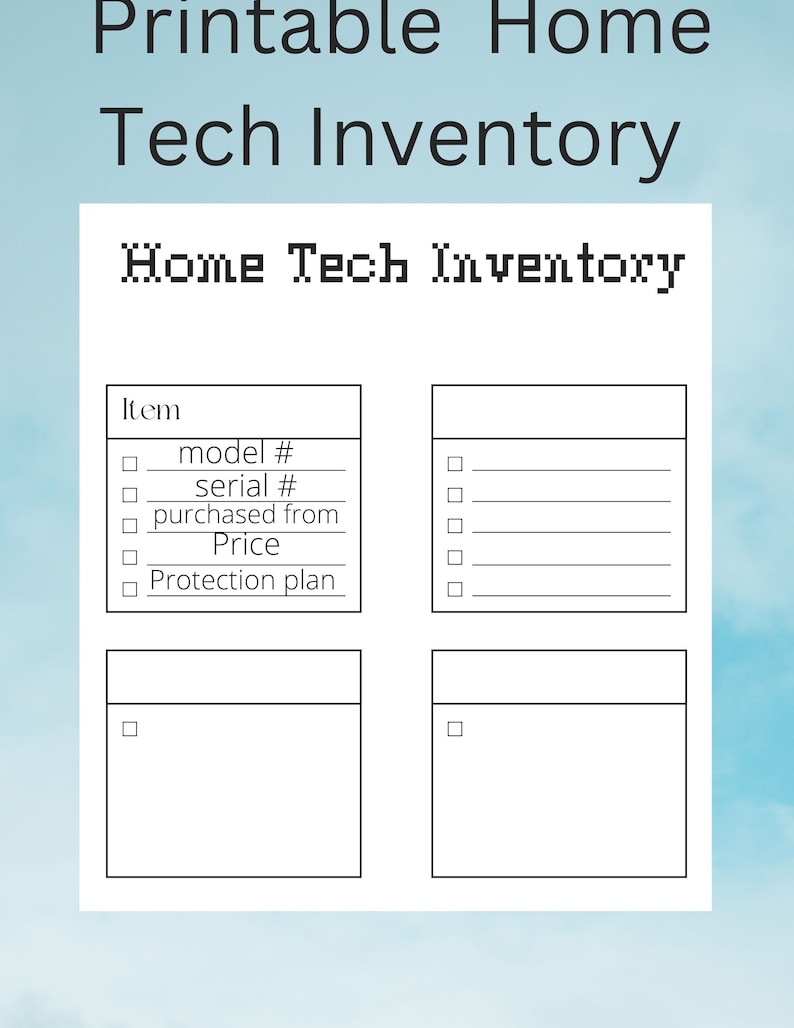 Home Technology Inventory Sheet, Printable - Etsy