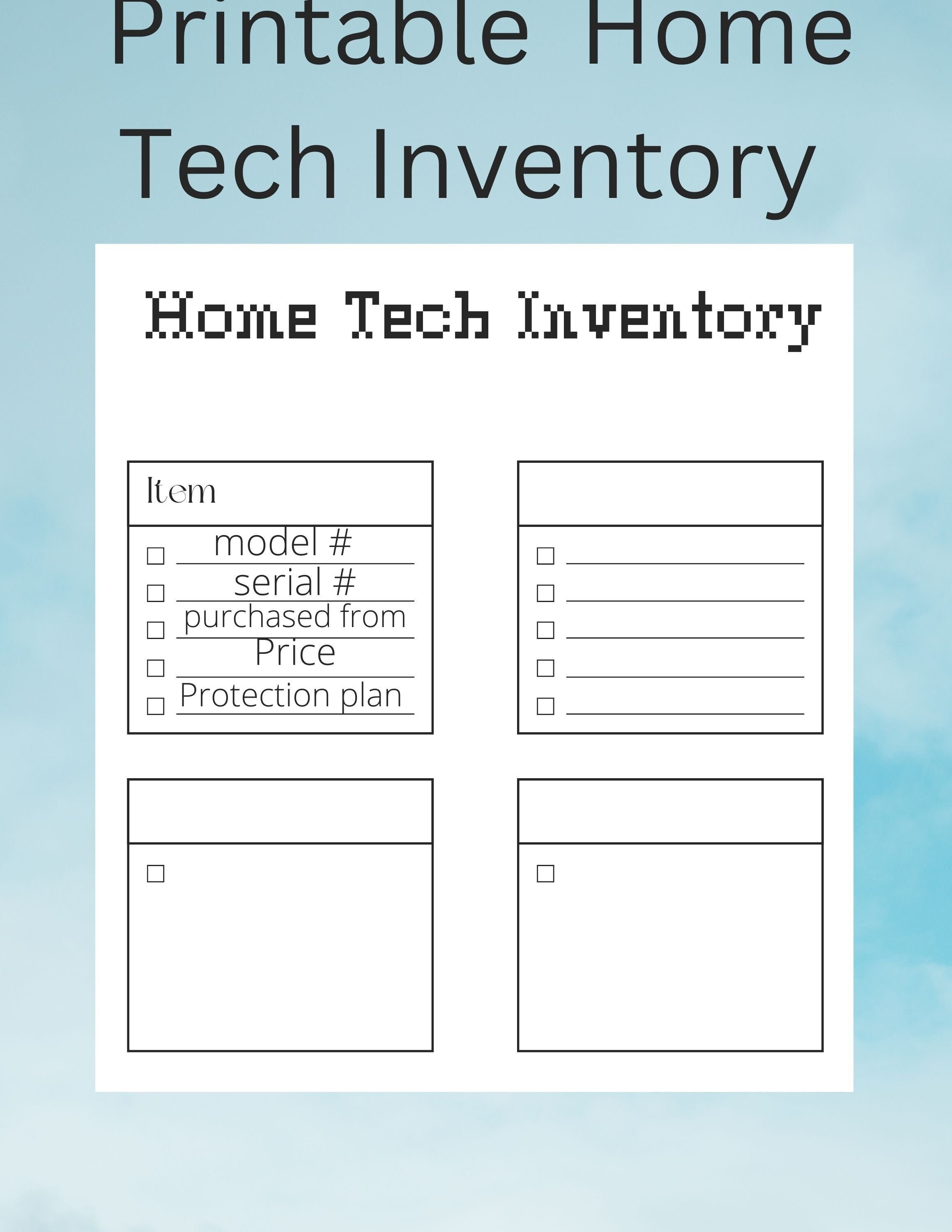 Home Technology Inventory Sheet, Printable - Etsy