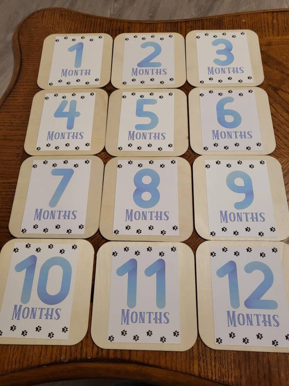 Baby Milestone Blue With Paw Pint Border Stickers - Etsy