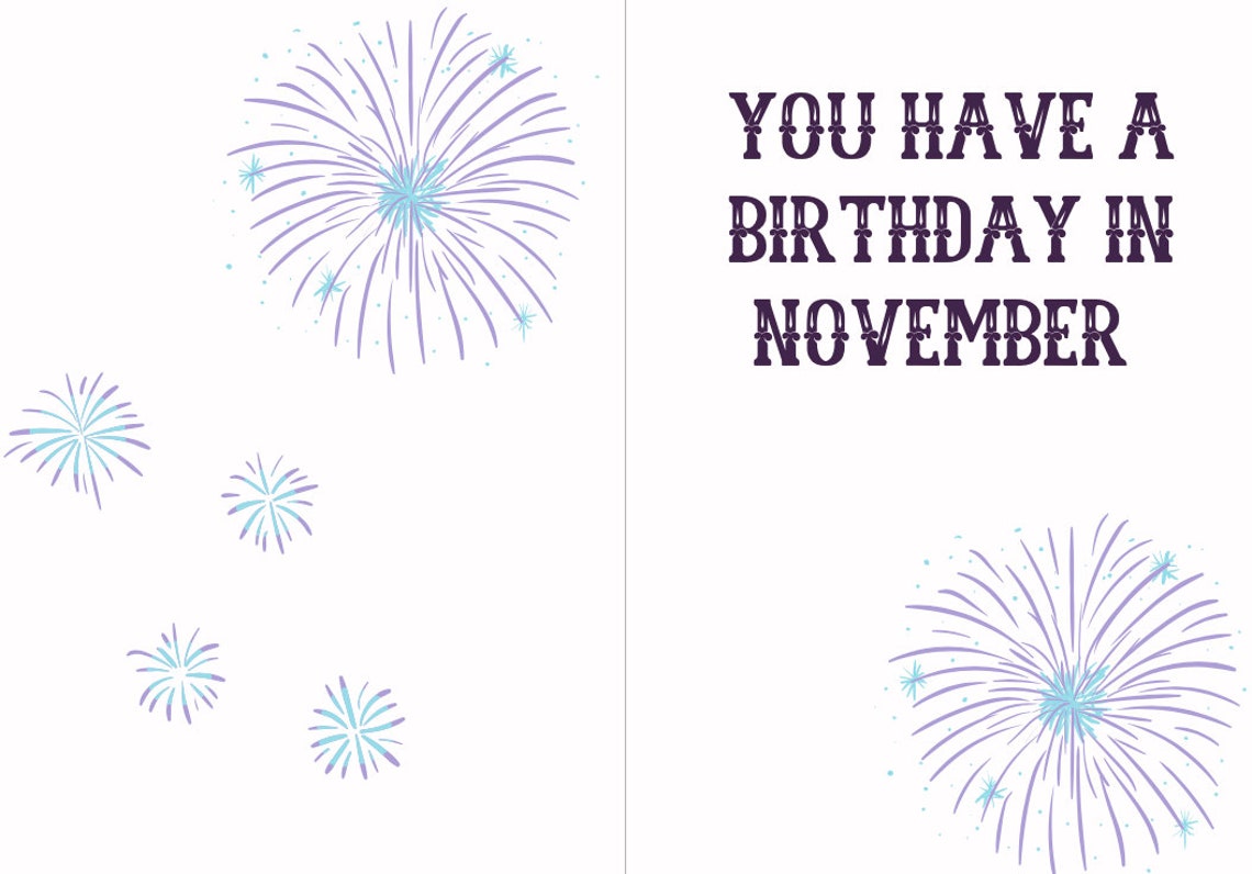 Remember November Birthday Printable Card - Etsy