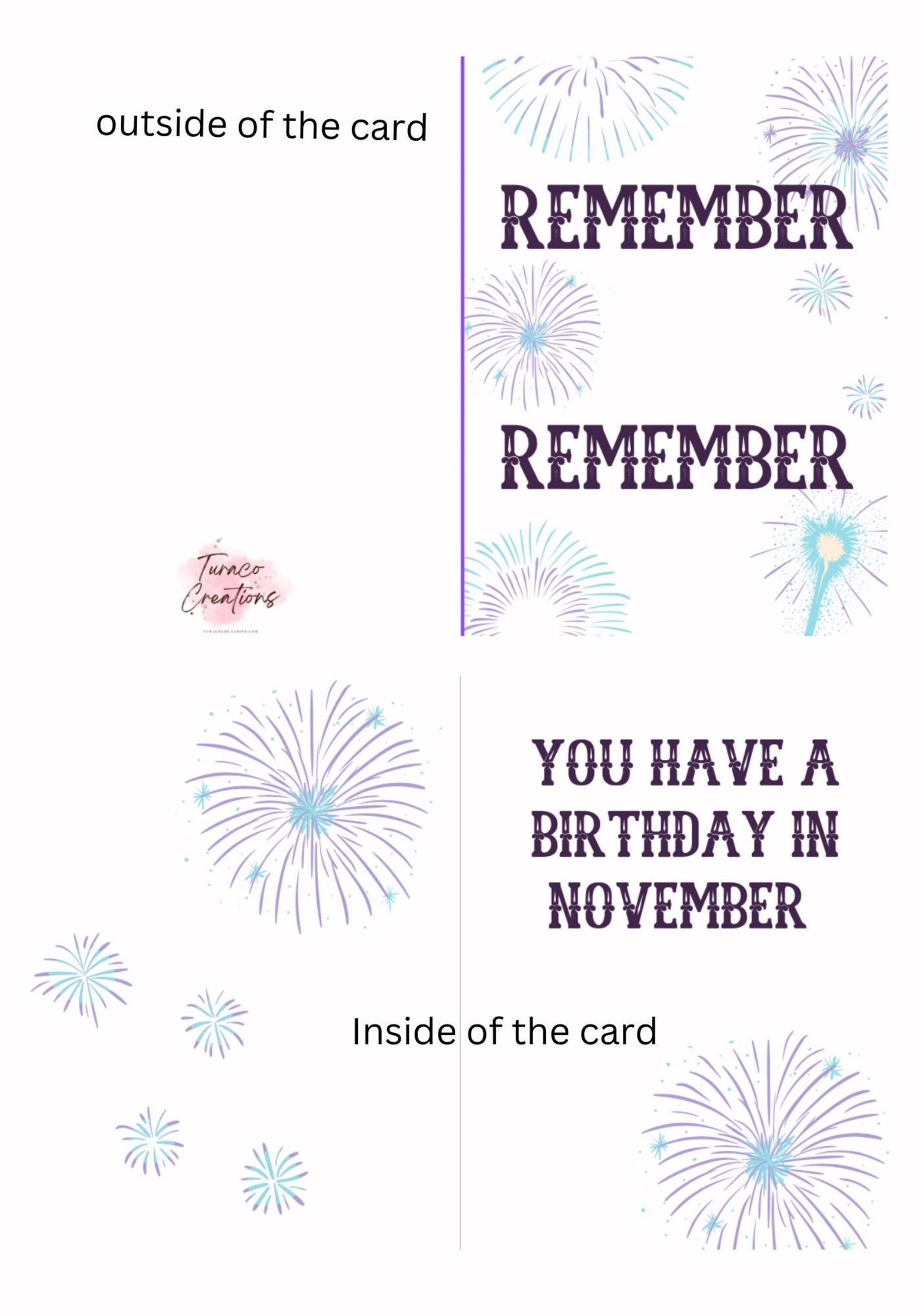 Remember November Birthday Printable Card - Etsy