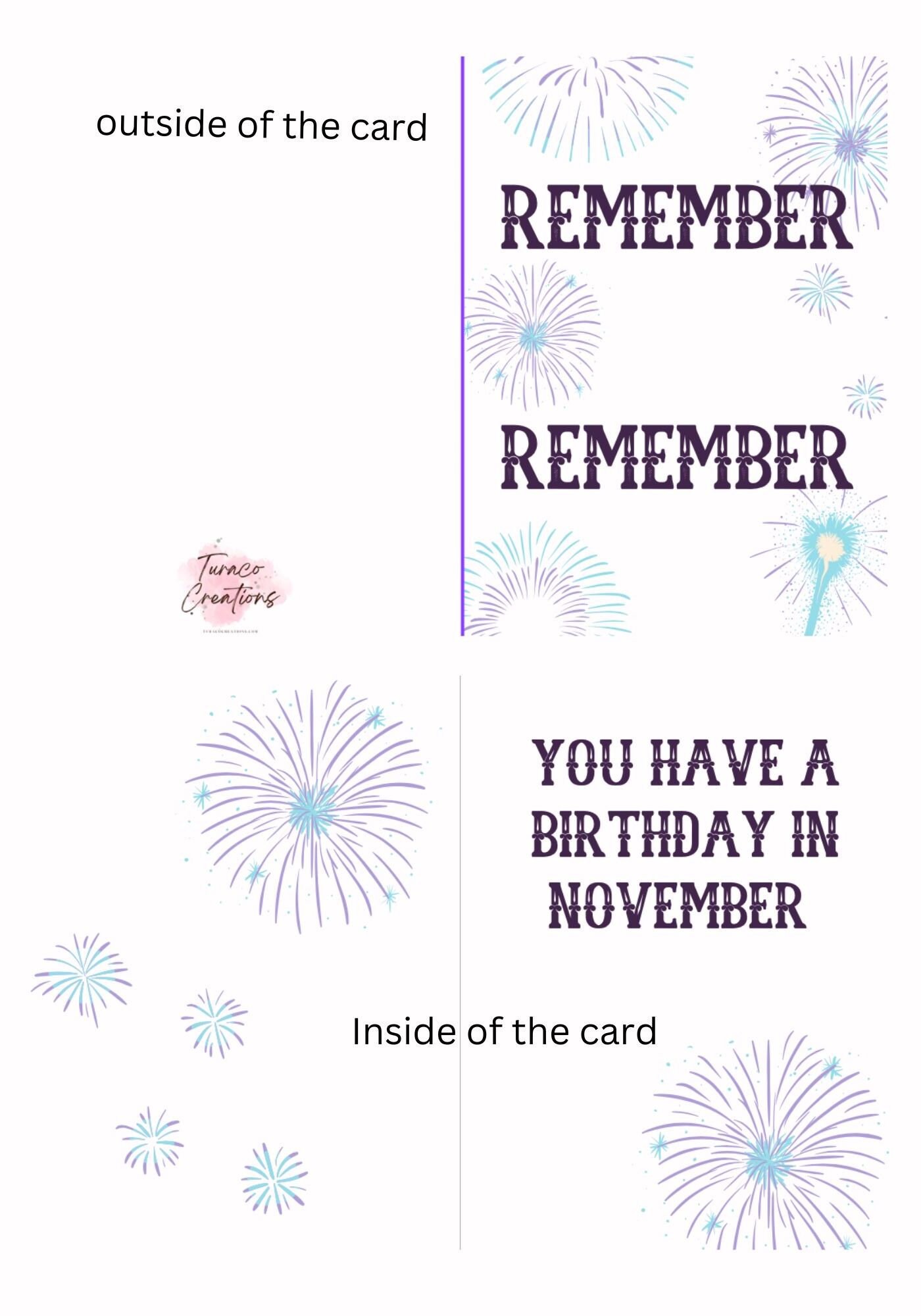 Remember November Birthday Printable Card - Etsy
