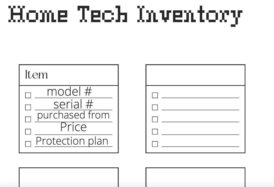 Home Technology Inventory Sheet, Printable - Etsy