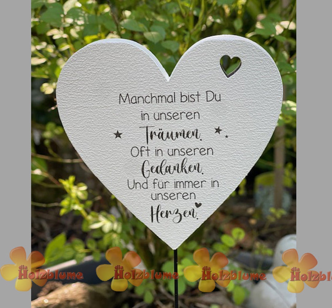Herz Grabstecker bedruckt "Manchmal bist Du/ihr in unseren Träumen, oft ...