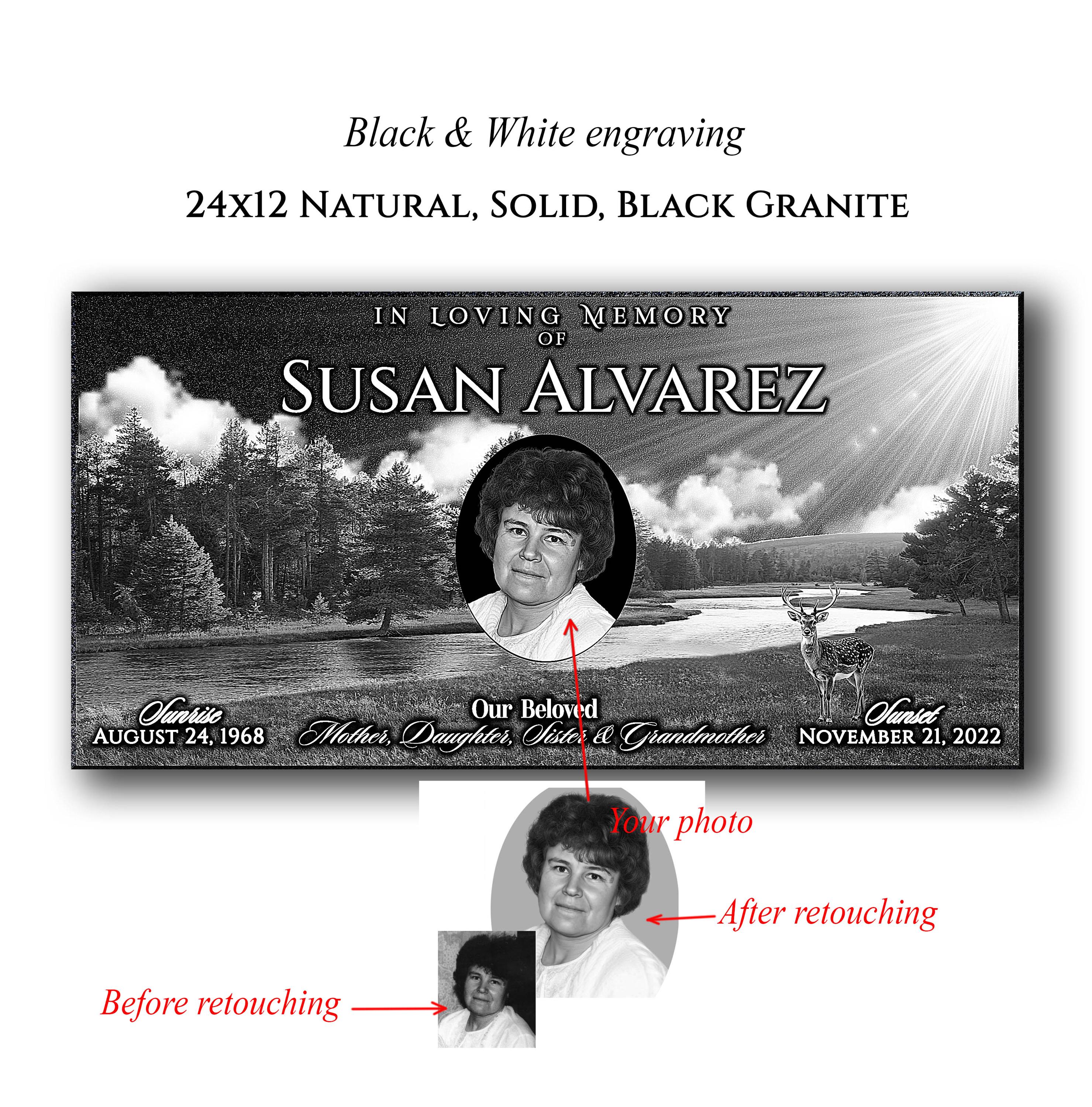 24x12 Granite Grave Marker – Custom Engraved Memorial Stone Color ...