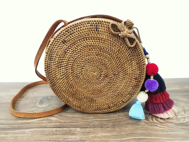 Pom Pom Tassel Boho Keychain | Tiered 4 Layer Bag Charm - Etsy