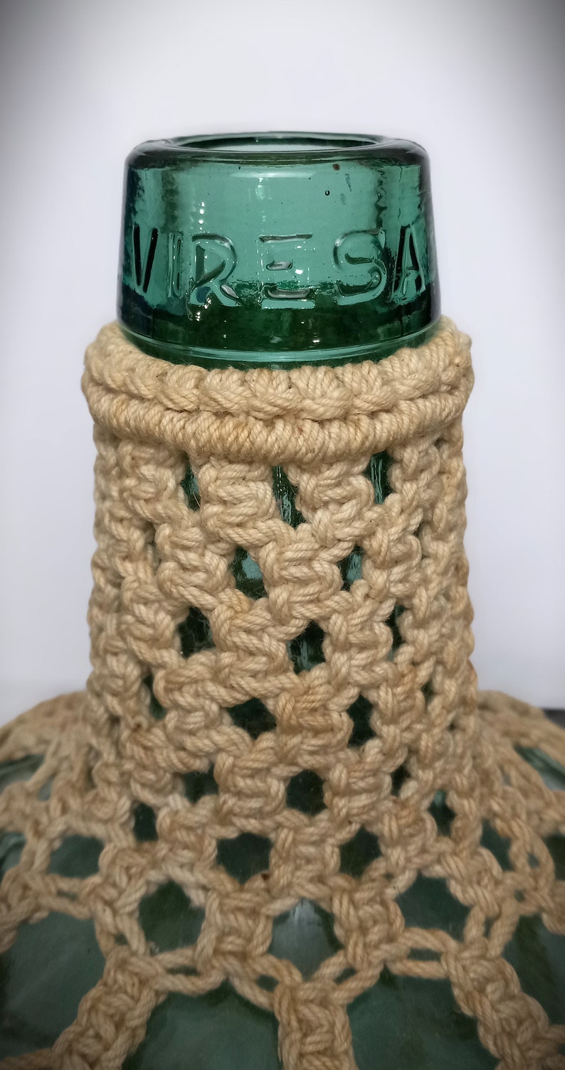 Macramé Viresa Green Tint Glass Carboy, 1960s Mid Century Modern - Etsy