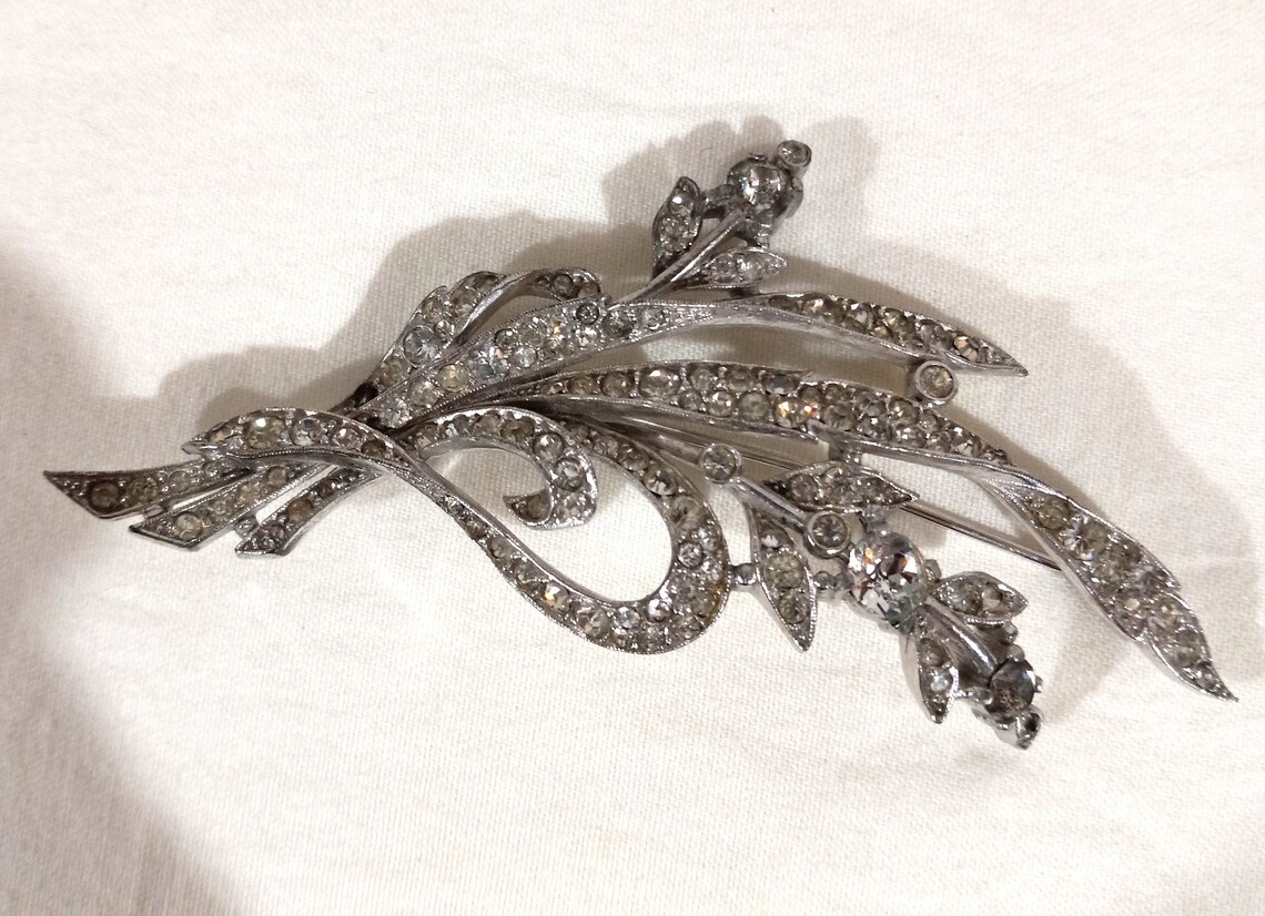 Vintage Signed Trifari, Alfred Spaney Large Rhinestone Brooch Pat ...