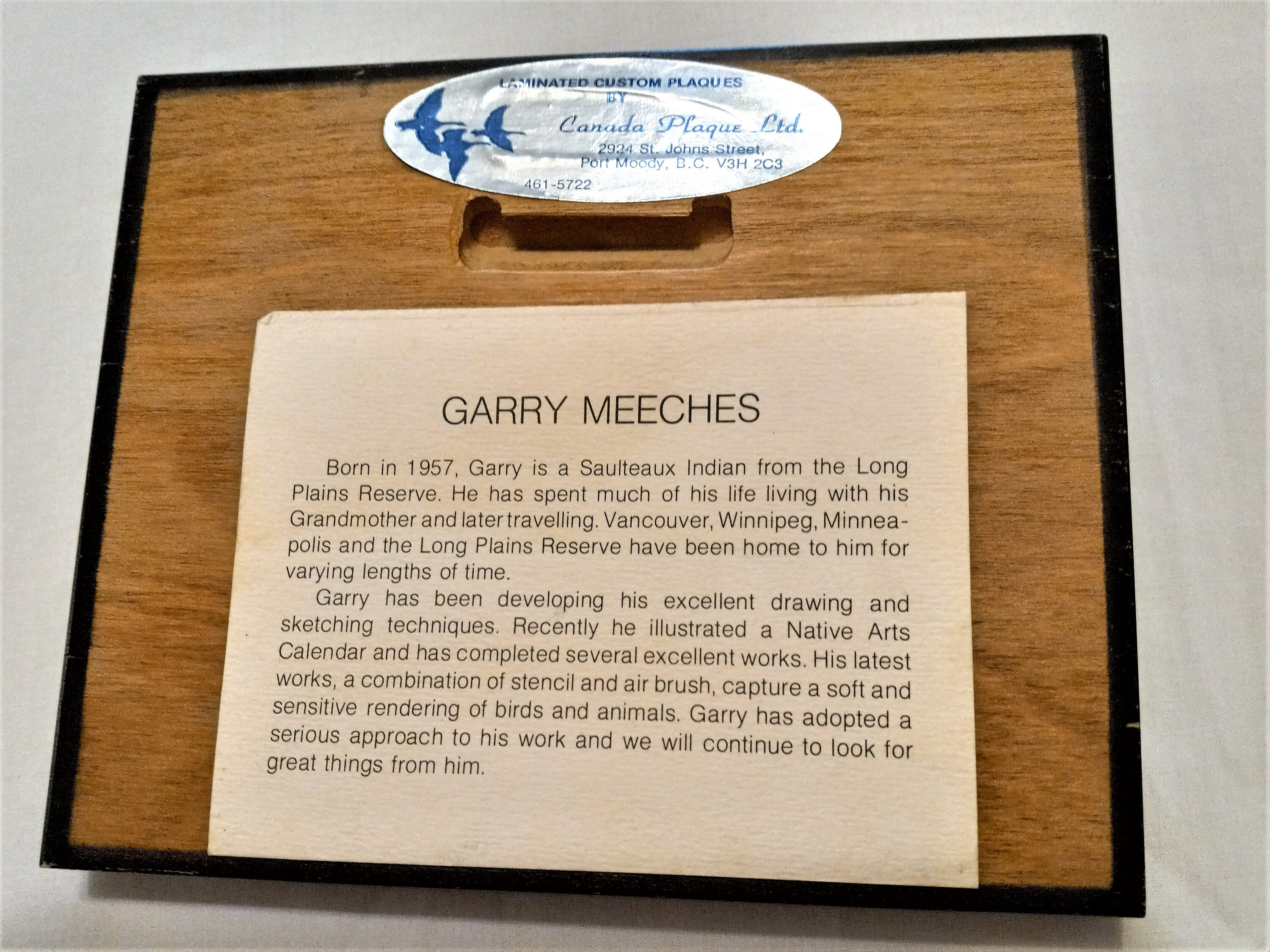 Garry Meeches, Native American, Laminated, Signed, Vintage Art Plaque ...