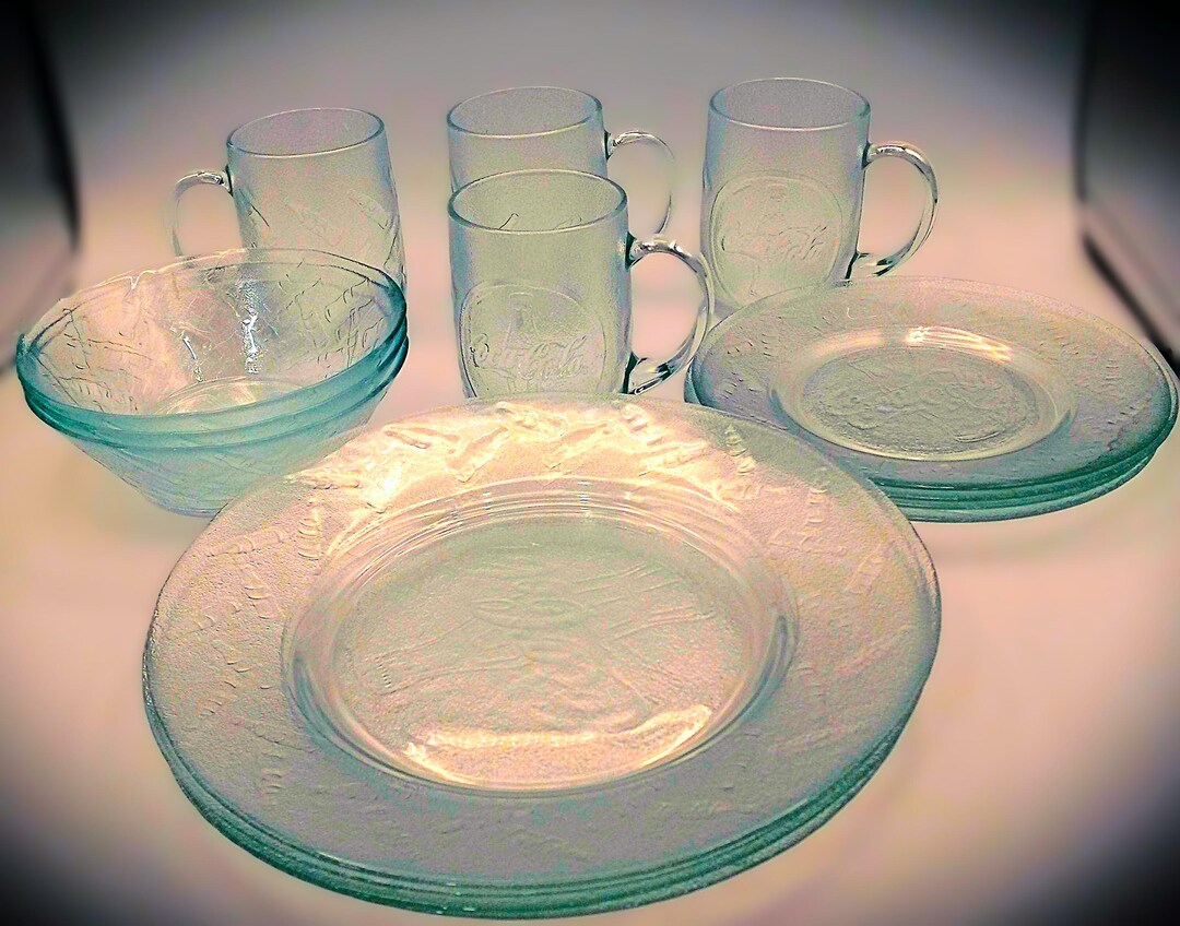 Vintage Coca-cola Embossed Glass Dish Set, Arcoroc France, 14 Piece - Etsy