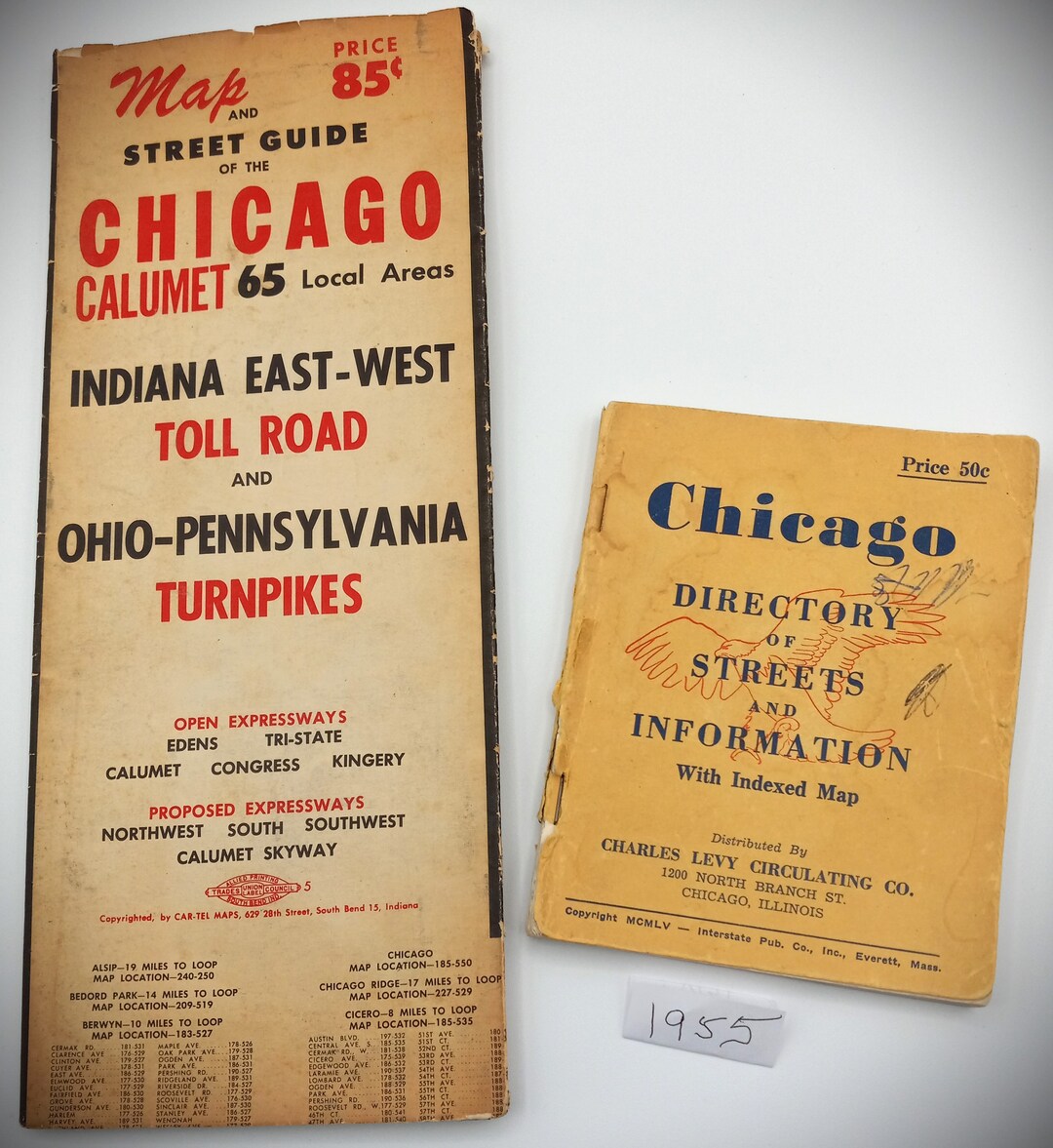 Vintage Chicago Street Guide & Roadmap - 1955 Ephemera - Etsy