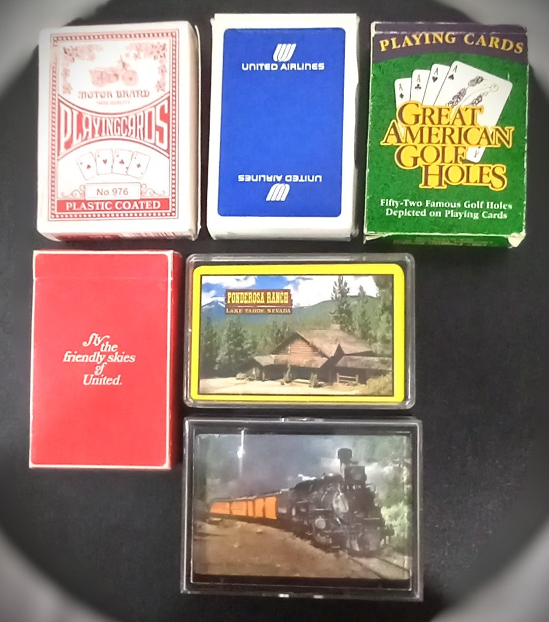 Vintage Playing Card Decks: Trains, Golf Holes, United Airlines (set of ...
