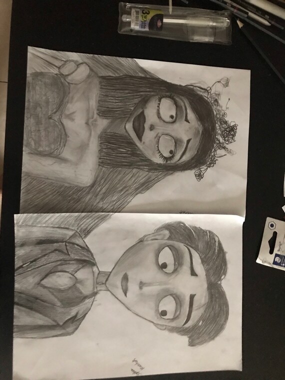 Emily & Victor Photocopied Print pencil Drawn Art - Etsy