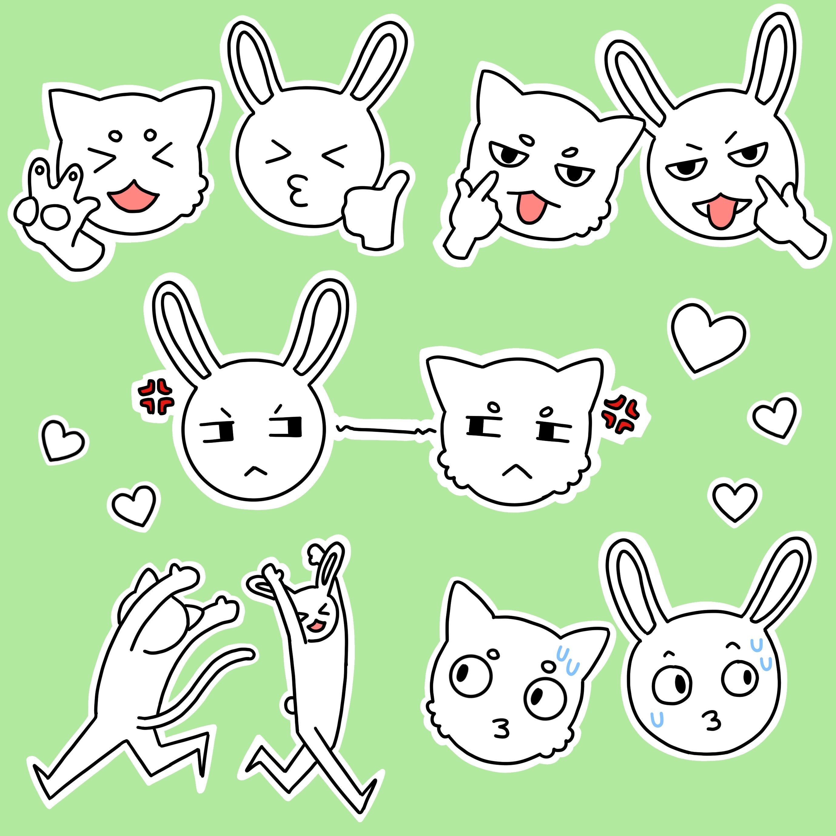 Cat and Bunny Sticker Sheets Full Set - Etsy