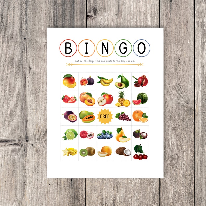Printable Fruit Bingo Gameboard Instant Digital Download - Etsy