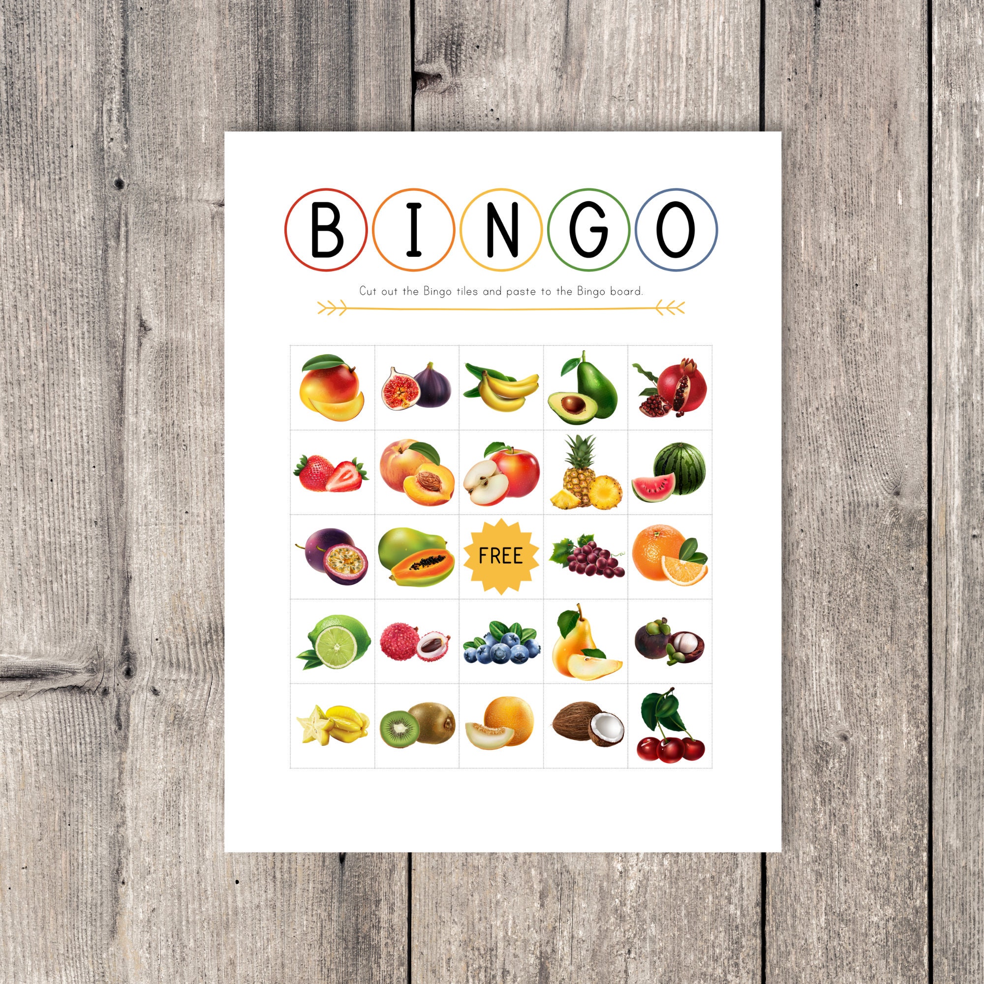 Printable Fruit Bingo Gameboard Instant Digital Download - Etsy