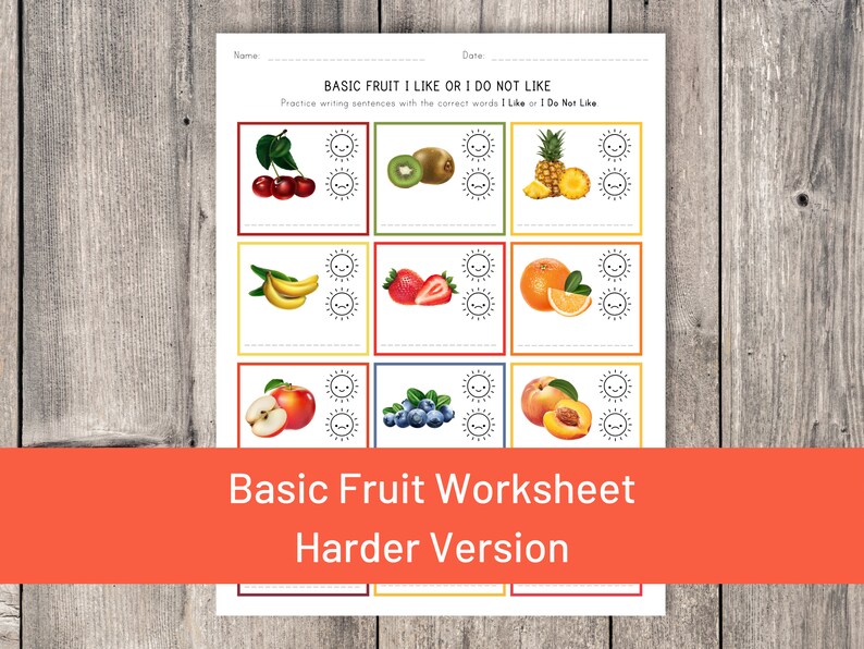 Printable Tropical and Basic Fruit Worksheets Educational | Etsy