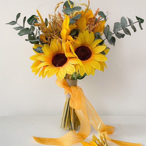 Sunflower and Baby's Breath Bouquet Wedding Bouquet - Etsy