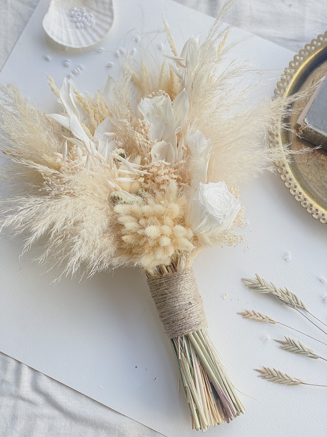 Dried Bridal Bouquet Pampas Grass Wedding Flowers For Bride Etsy
