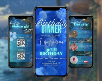 Modern & Elegant Digital Birthday Invitation Templates Customizable ...