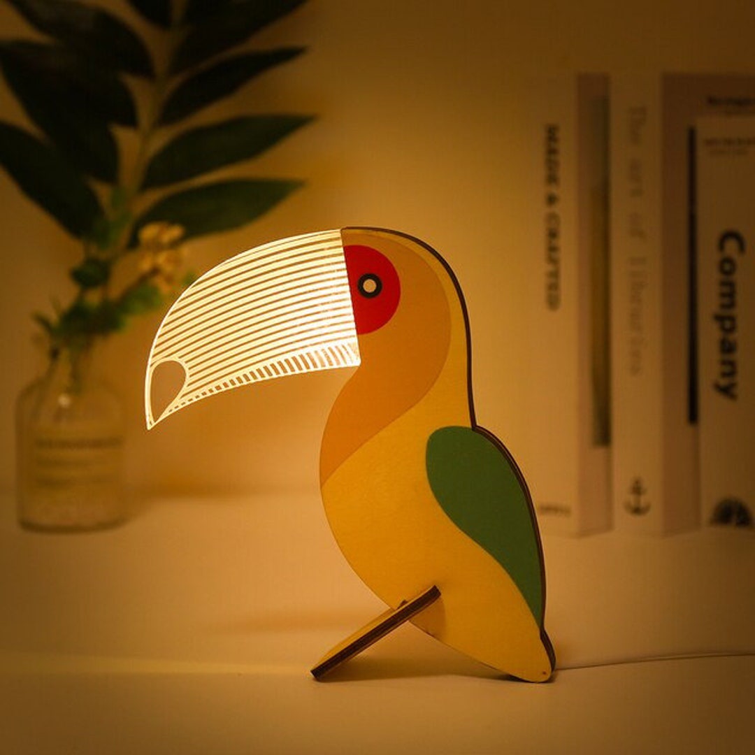 Toucan LED Night Light Nursery Light Set Wood Acrylic Table - Etsy