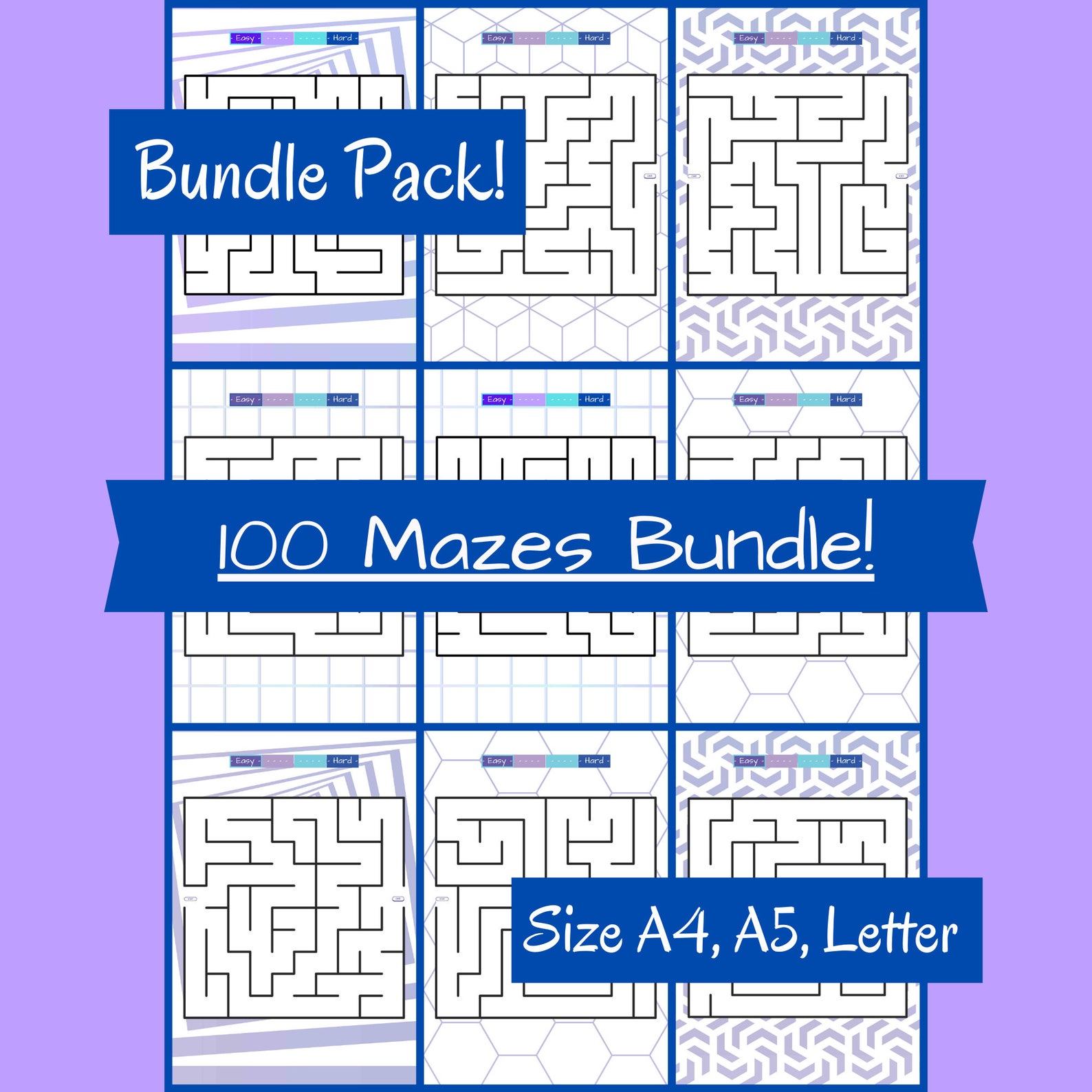 DIGITAL 100 MAZES BUNDLE, 4 Difficulty Levels, Maze Bundle, Maze Pack ...