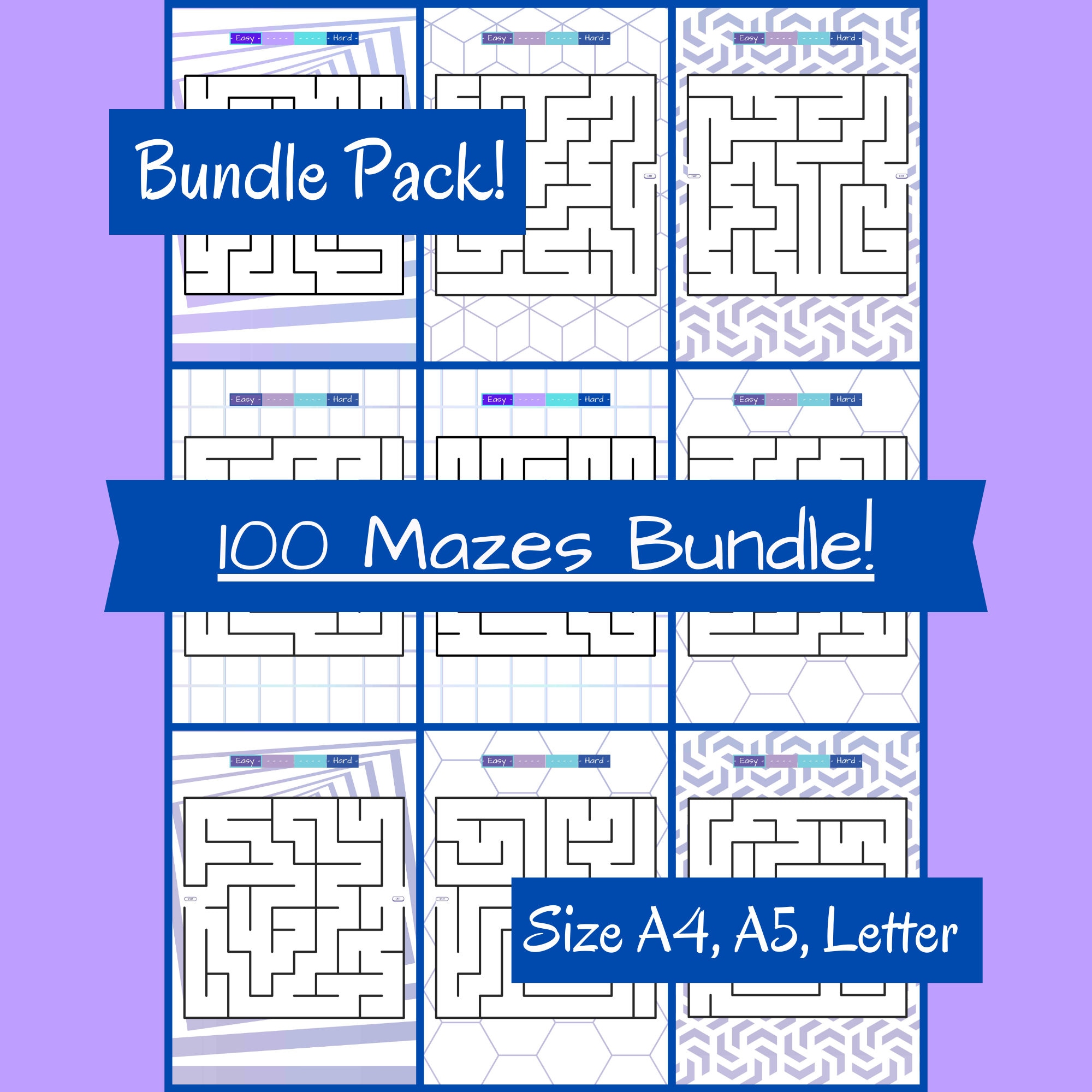 DIGITAL 100 MAZES BUNDLE, 4 Difficulty Levels, Maze Bundle, Maze Pack ...