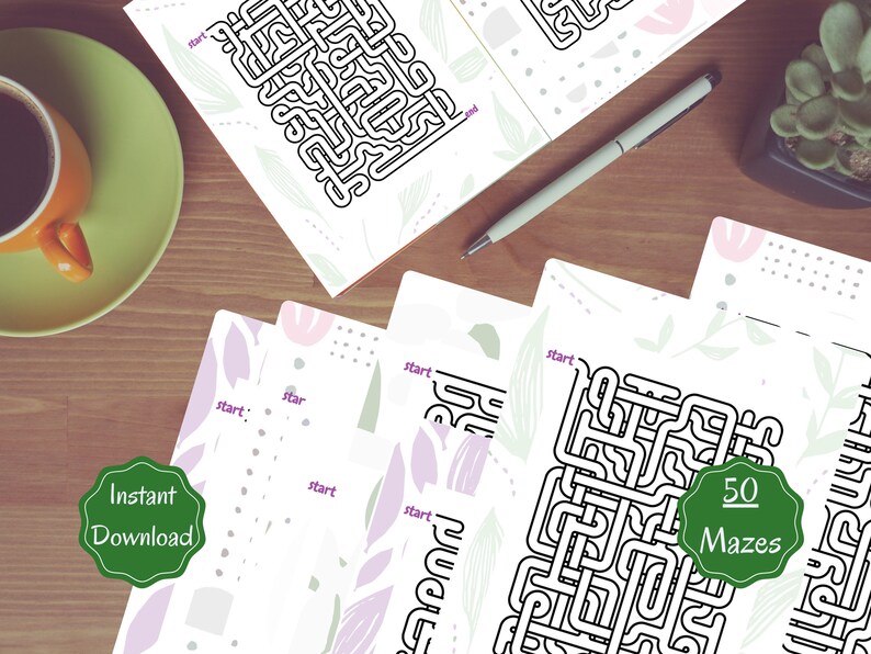 DIGITAL MAZES BUNDLE, 50 Easy Mazes With 3D Crossings, Maze Bundle ...