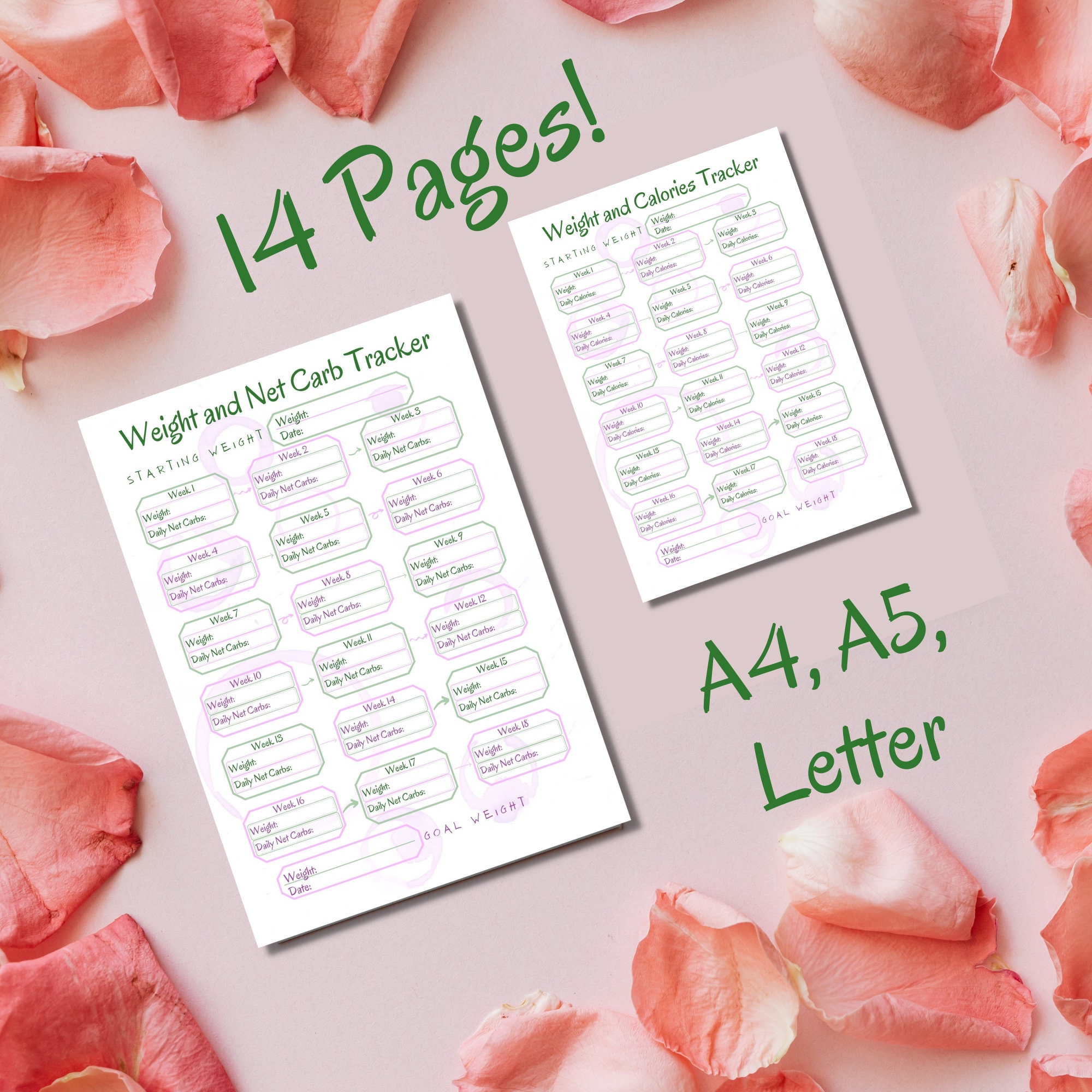 DIGITAL WEIGHT TRACKER Printable Health Bundle 14 Pages - Etsy