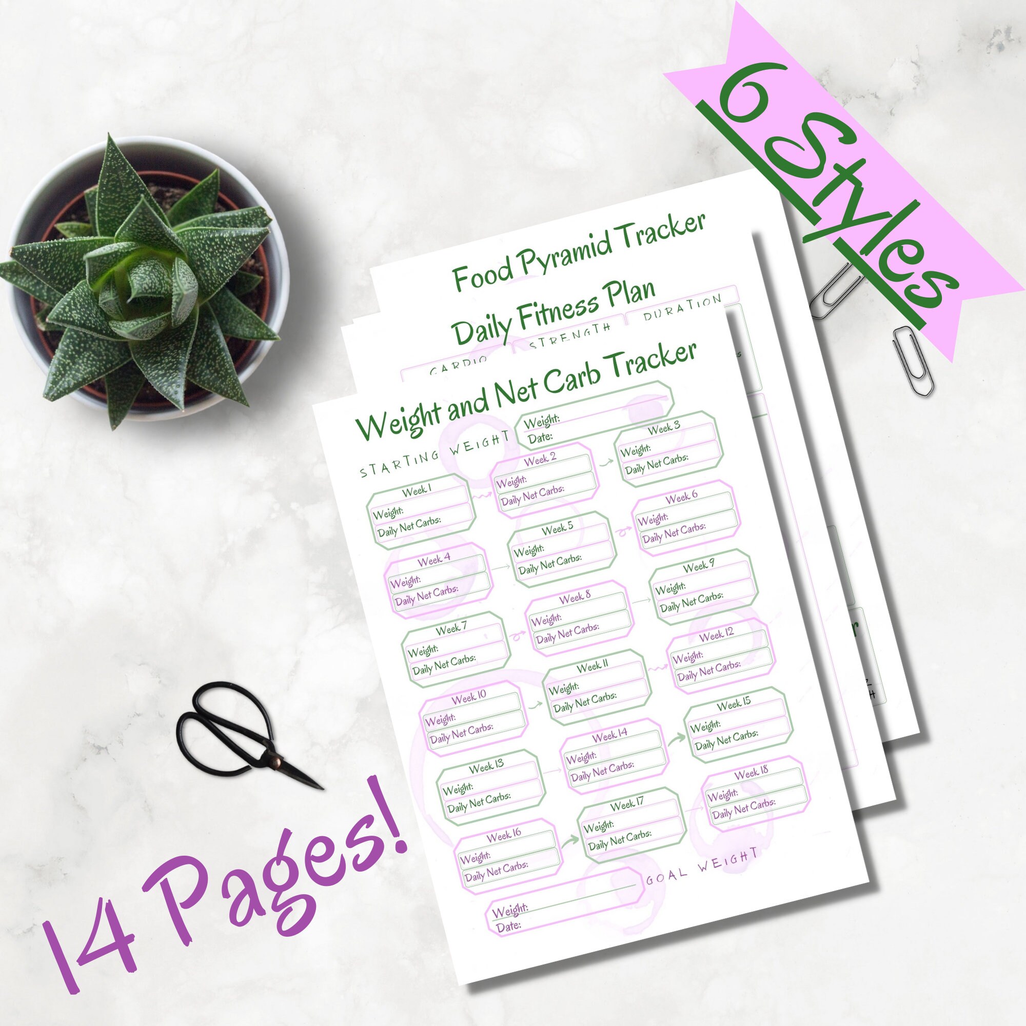 DIGITAL WEIGHT TRACKER Printable Health Bundle 14 Pages - Etsy