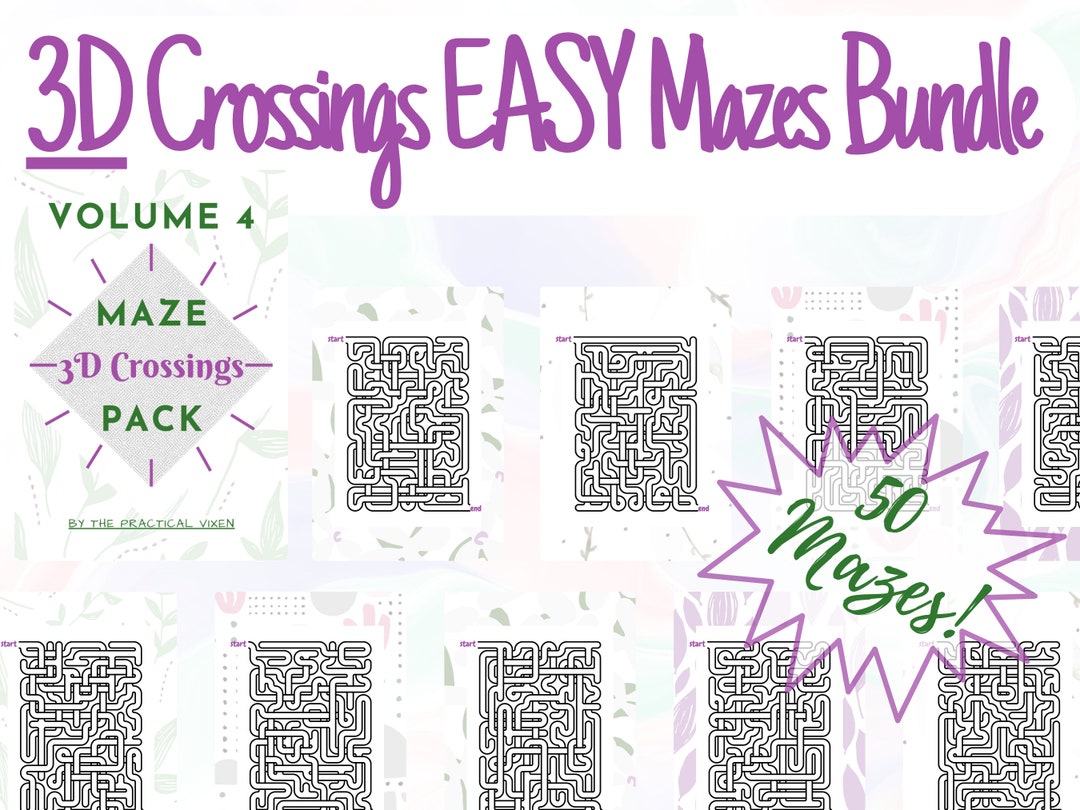 DIGITAL MAZES BUNDLE, 50 Easy Mazes With 3D Crossings, Maze Bundle ...