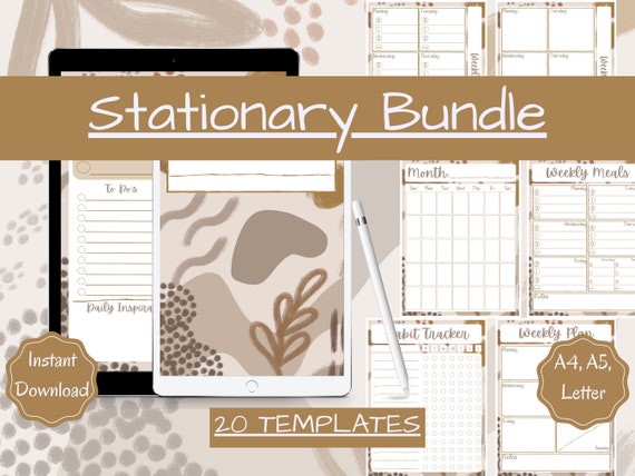 DIGITAL STATIONARY BUNDLE Printable 20 Template Pages Daily | Etsy