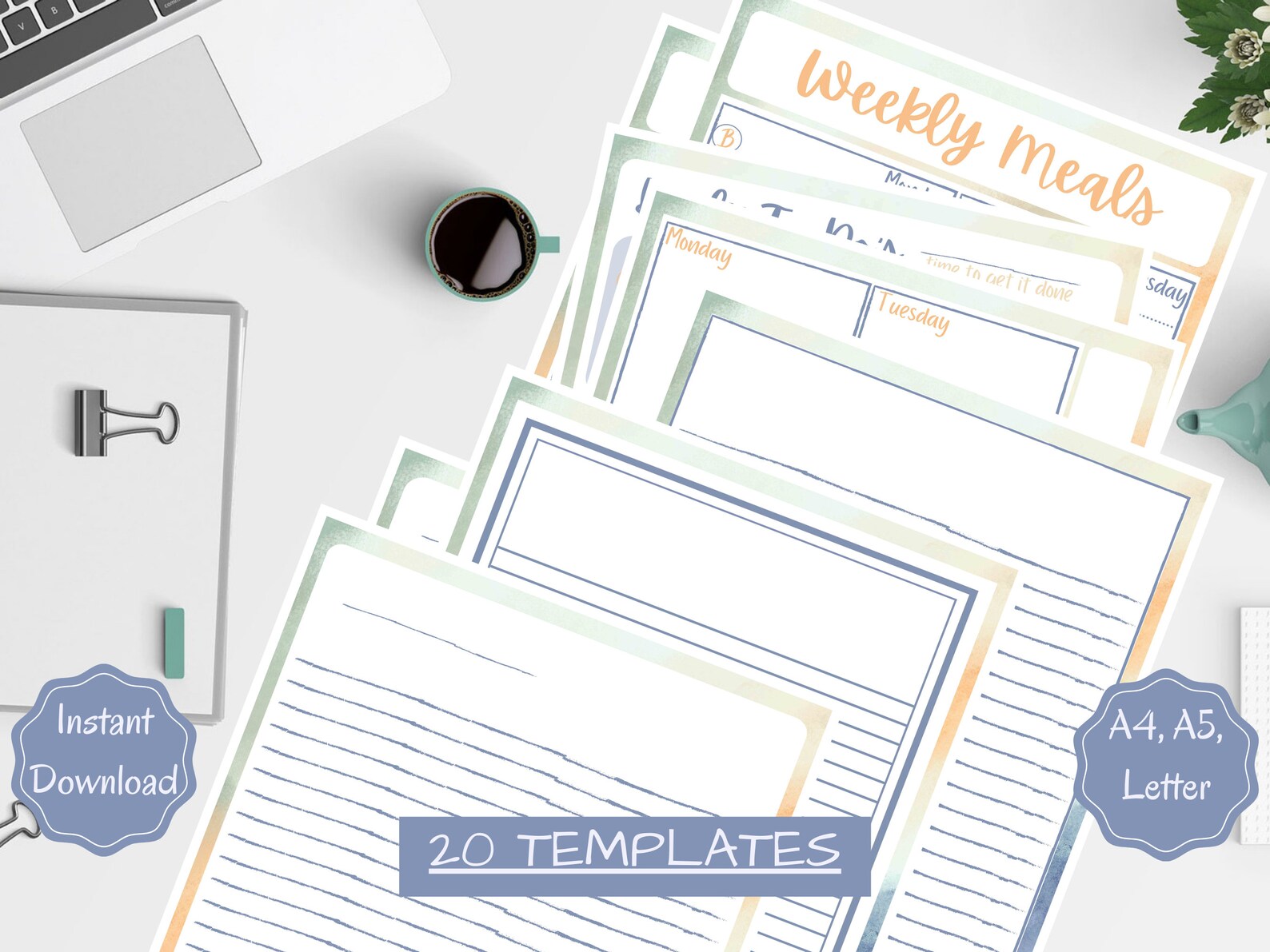 DIGITAL STATIONARY BUNDLE Printable 20 Template Pages, Daily to Do List ...