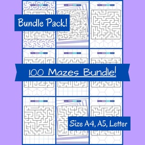 DIGITAL 100 MAZES BUNDLE, 4 Difficulty Levels, Maze Bundle, Maze Pack ...