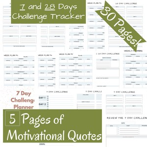 DIGITAL CHALLENGE PLANNER Download 30 Pages, Challenge Tracker, 7 Day ...