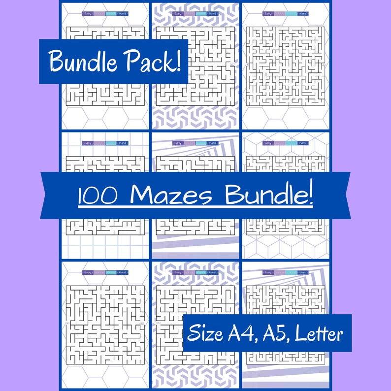 DIGITAL 100 MAZES BUNDLE, 4 Difficulty Levels, Maze Bundle, Maze Pack ...