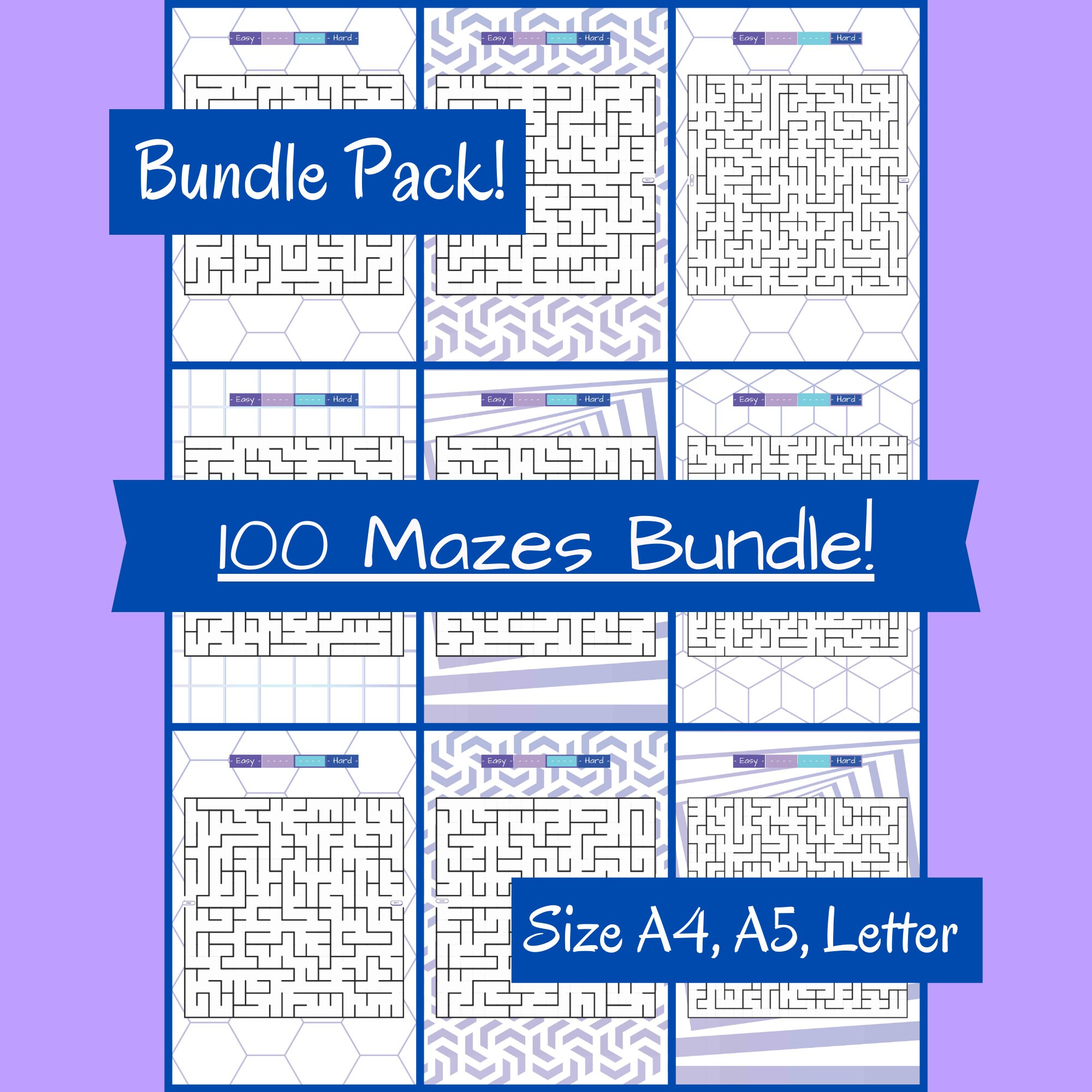 DIGITAL 100 MAZES BUNDLE, 4 Difficulty Levels, Maze Bundle, Maze Pack ...