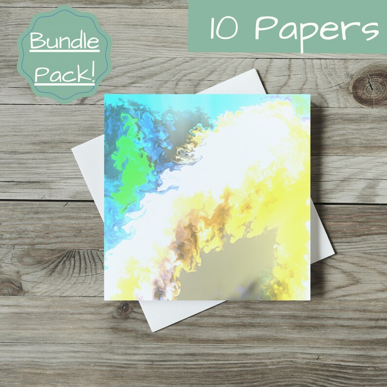 10 DIGITAL Papers FLUID ART Designs 300 D P I in Blue, Yellow, and More ...
