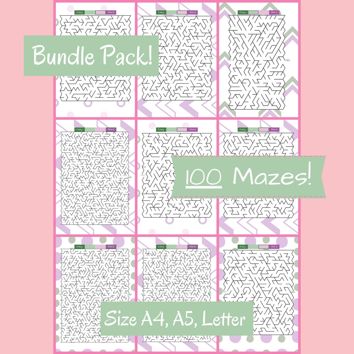 DIGITAL 100 MAZES BUNDLE, 4 Difficulty Levels, Maze Bundle, Maze Pack ...
