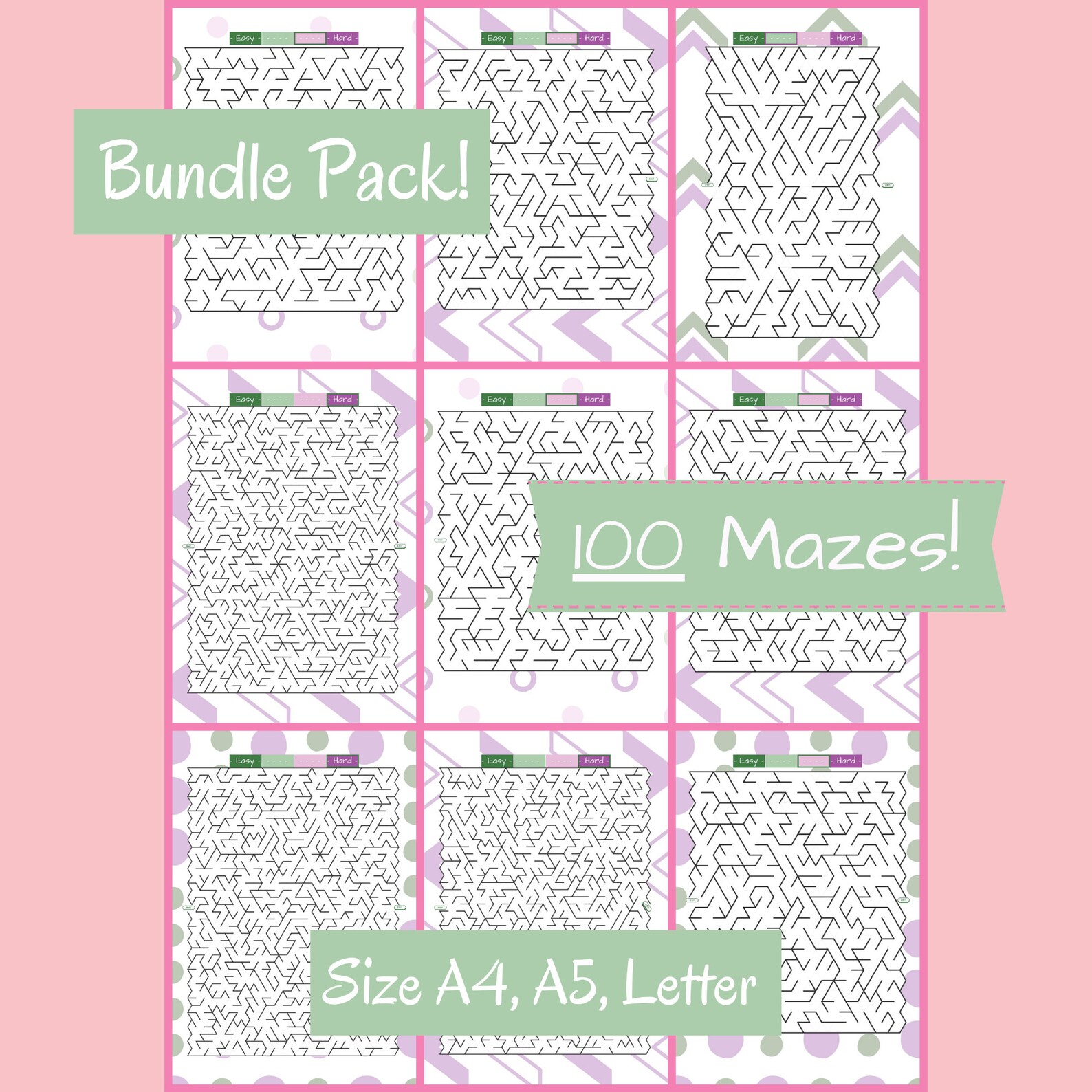 DIGITAL 100 MAZES BUNDLE, 4 Difficulty Levels, Maze Bundle, Maze Pack ...