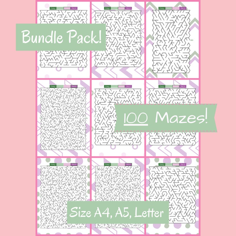 DIGITAL 100 MAZES BUNDLE, 4 Difficulty Levels, Maze Bundle, Maze Pack ...