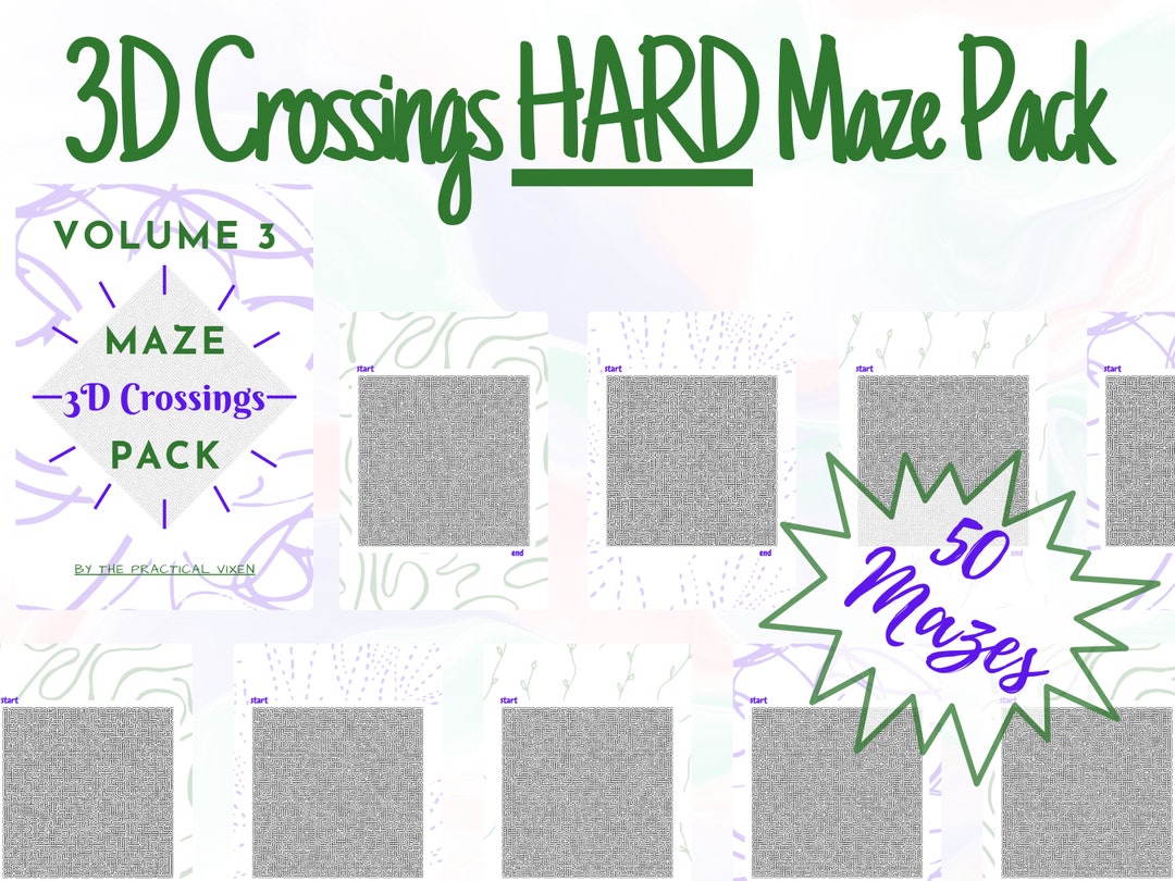 DIGITAL MAZES BUNDLE, 50 Hard Mazes With 3D Crossings, Maze Bundle ...