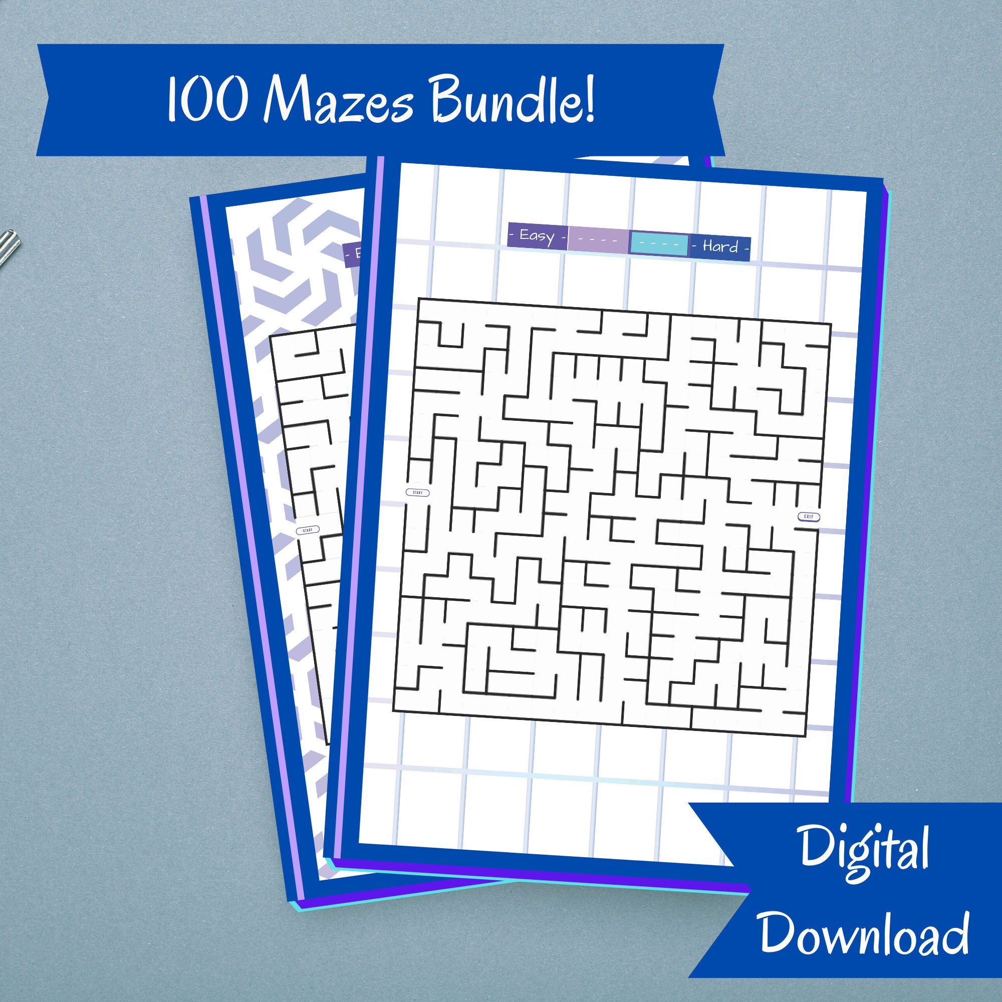 DIGITAL 100 MAZES BUNDLE, 4 Difficulty Levels, Maze Bundle, Maze Pack ...