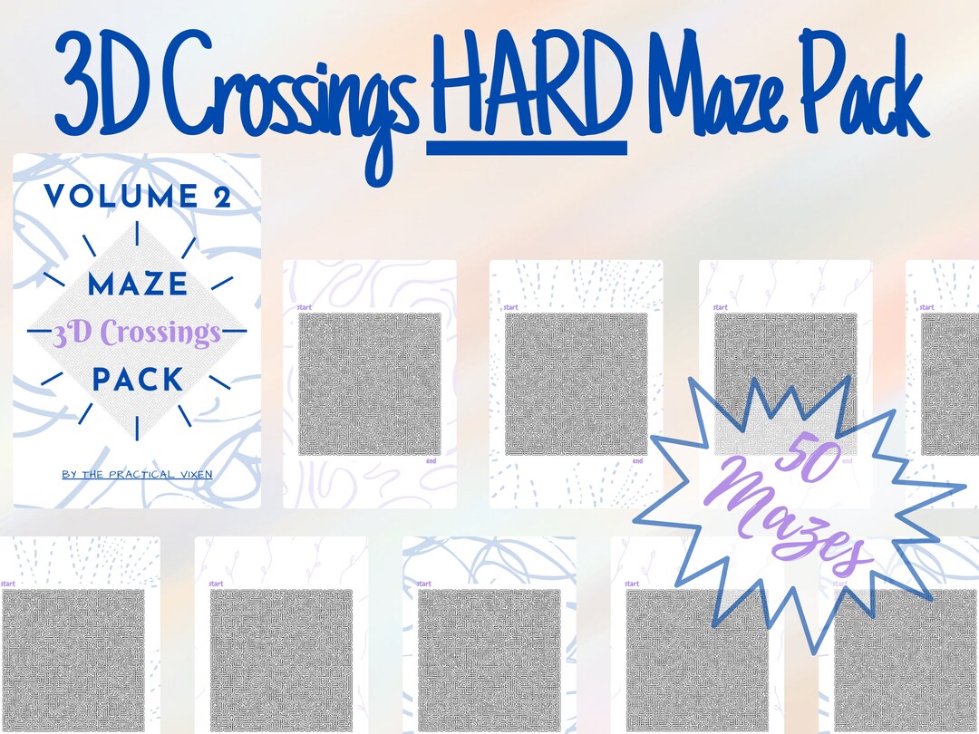 DIGITAL MAZES BUNDLE, 50 Hard Mazes With 3D Crossings, Maze Bundle ...