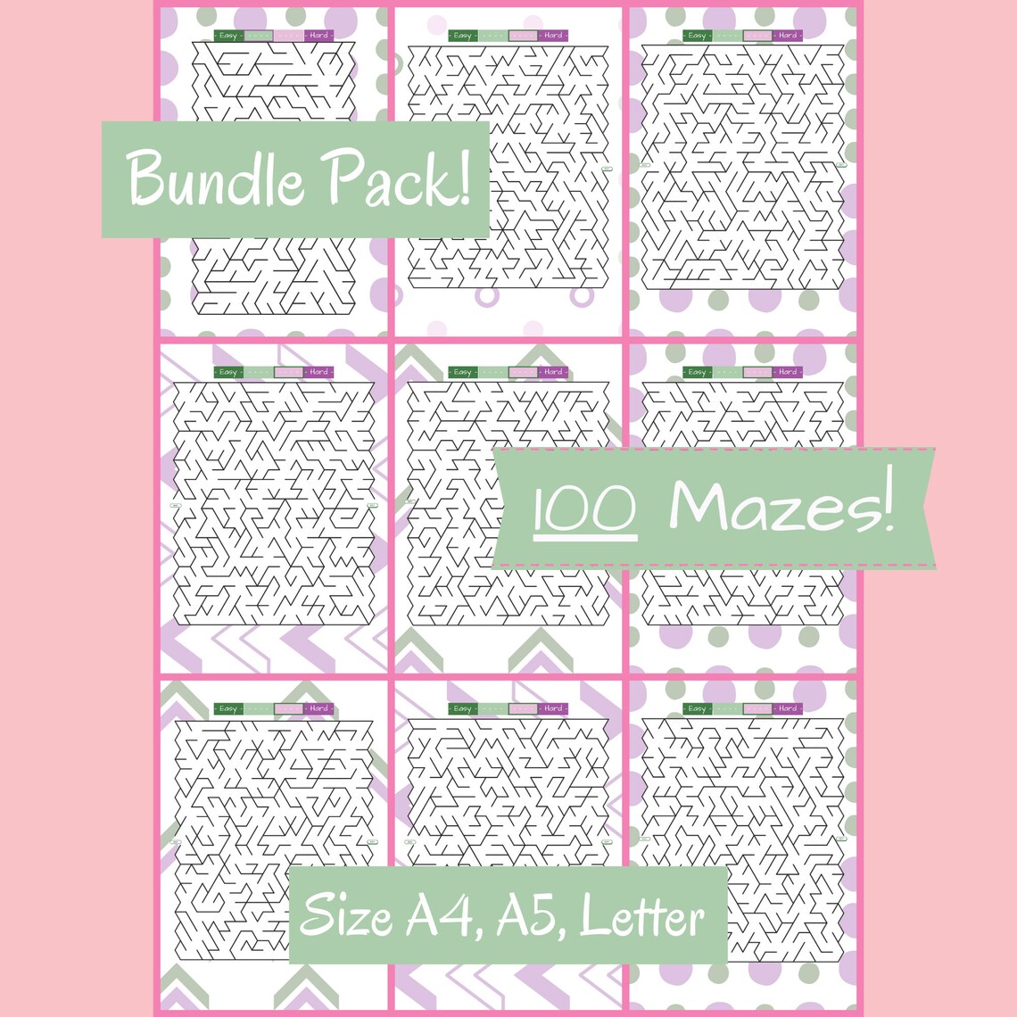 DIGITAL 100 MAZES BUNDLE, 4 Difficulty Levels, Maze Bundle, Maze Pack ...