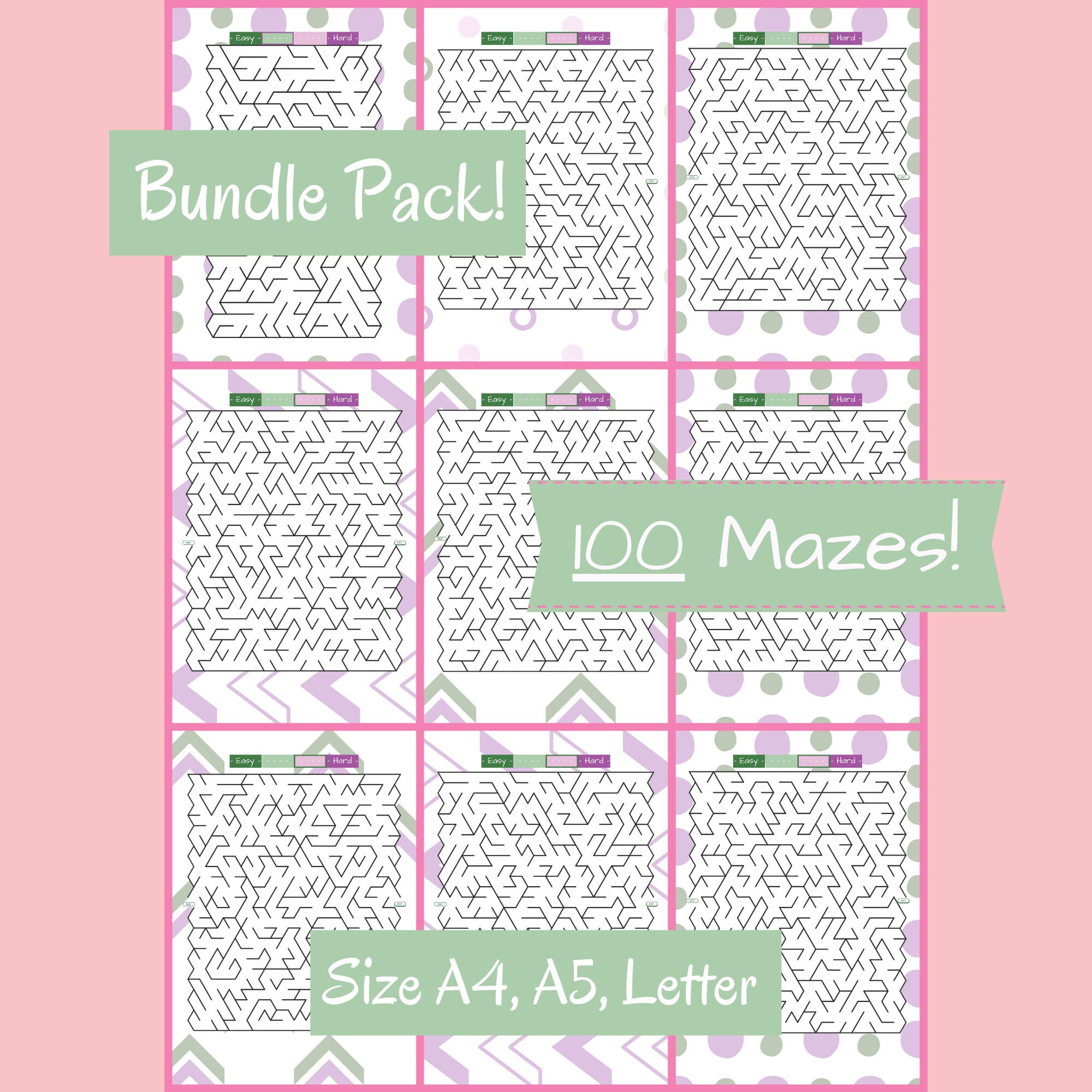 DIGITAL 100 MAZES BUNDLE, 4 Difficulty Levels, Maze Bundle, Maze Pack ...