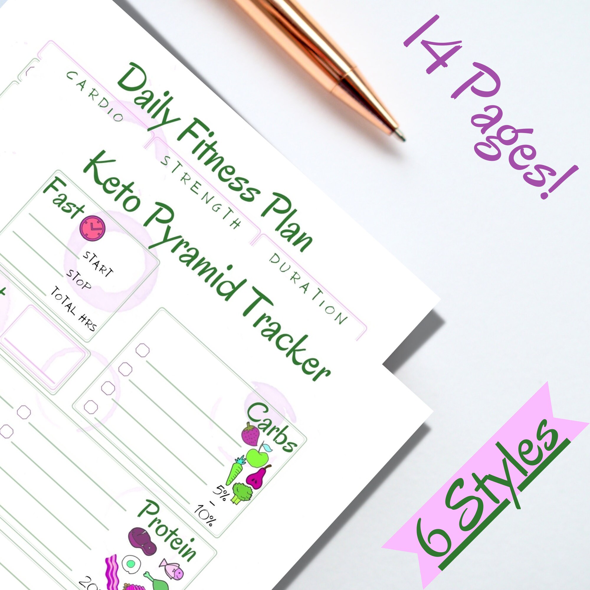 DIGITAL WEIGHT TRACKER Printable Health Bundle 14 Pages Tracker, Meal ...